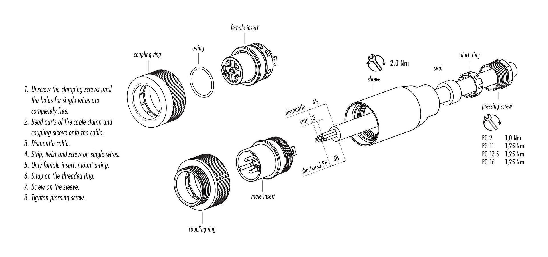 RD30, Male cable connector, IP65, unshielded, Contacts: 24 | 99 0737 00 24