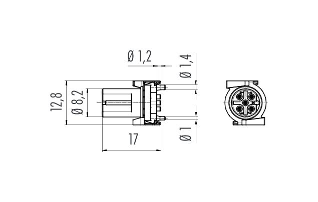 M12, Female receptacle, IP67, shieldable, Contacts: 5 | 09 0444 601 05