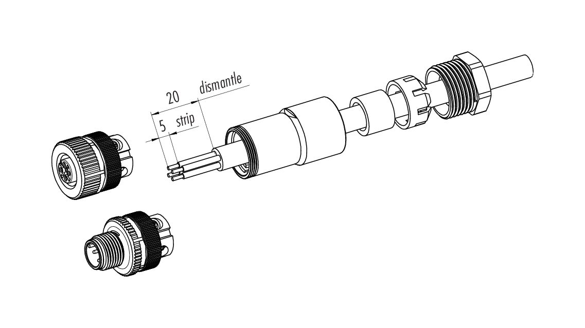M12, Female cable connector, IP67, unshielded, Contacts: 5 | 99 0436 32 05