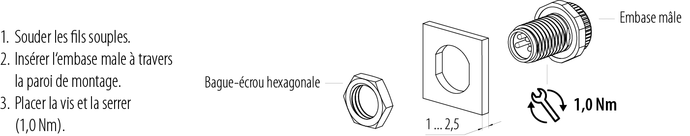 M8, Embase mâle, IP67/IP69K, Contacts: 4 | 86 6119 1002 00004