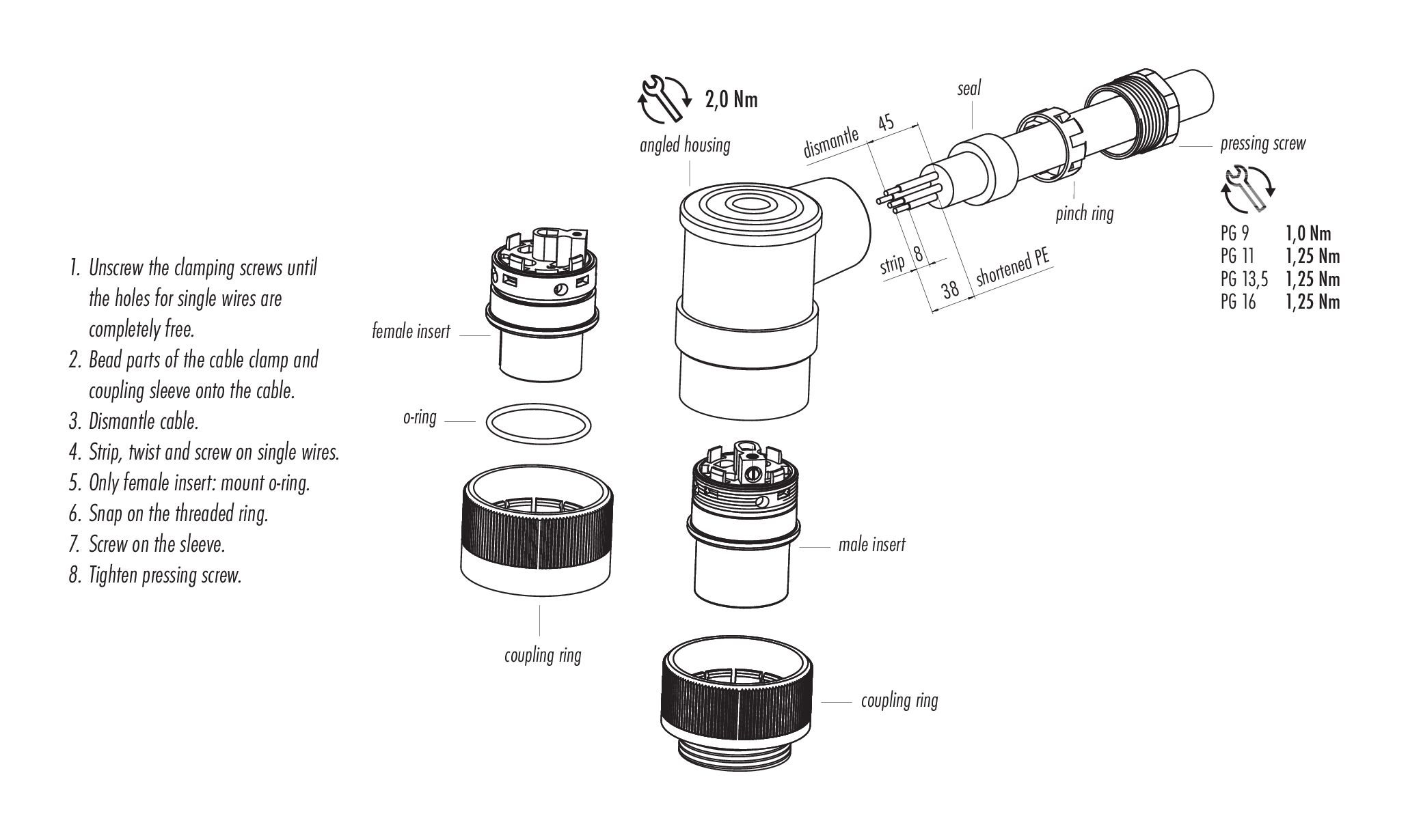 RD30, Male angled connector, IP65, unshielded, Contacts: 4+PE | 99 0709 ...