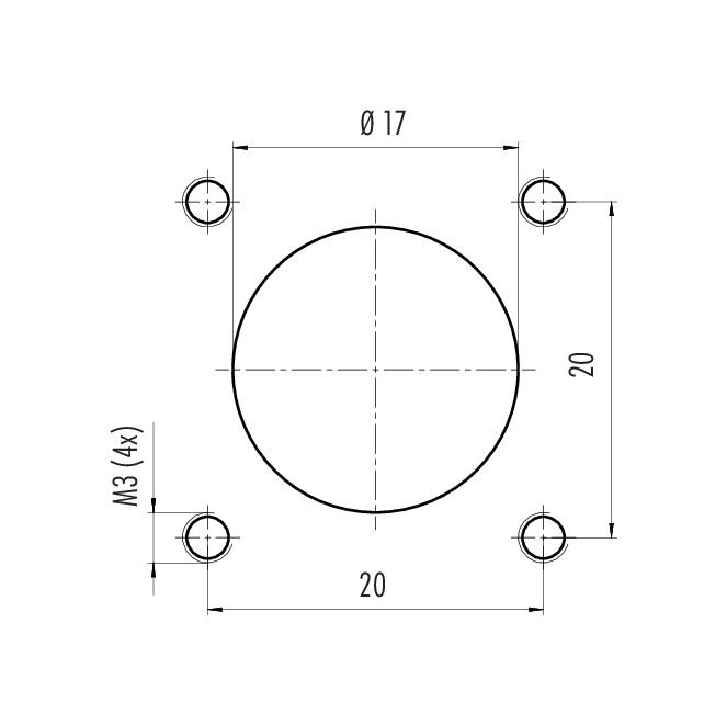 M12, Square male panel mount connector, IP69k, IP68, IP67, unshielded ...
